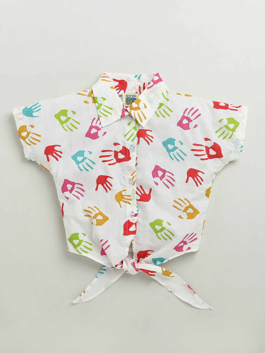 GIRLS TIE-UP HAND PRINT SHIRT – ZipZapZoop