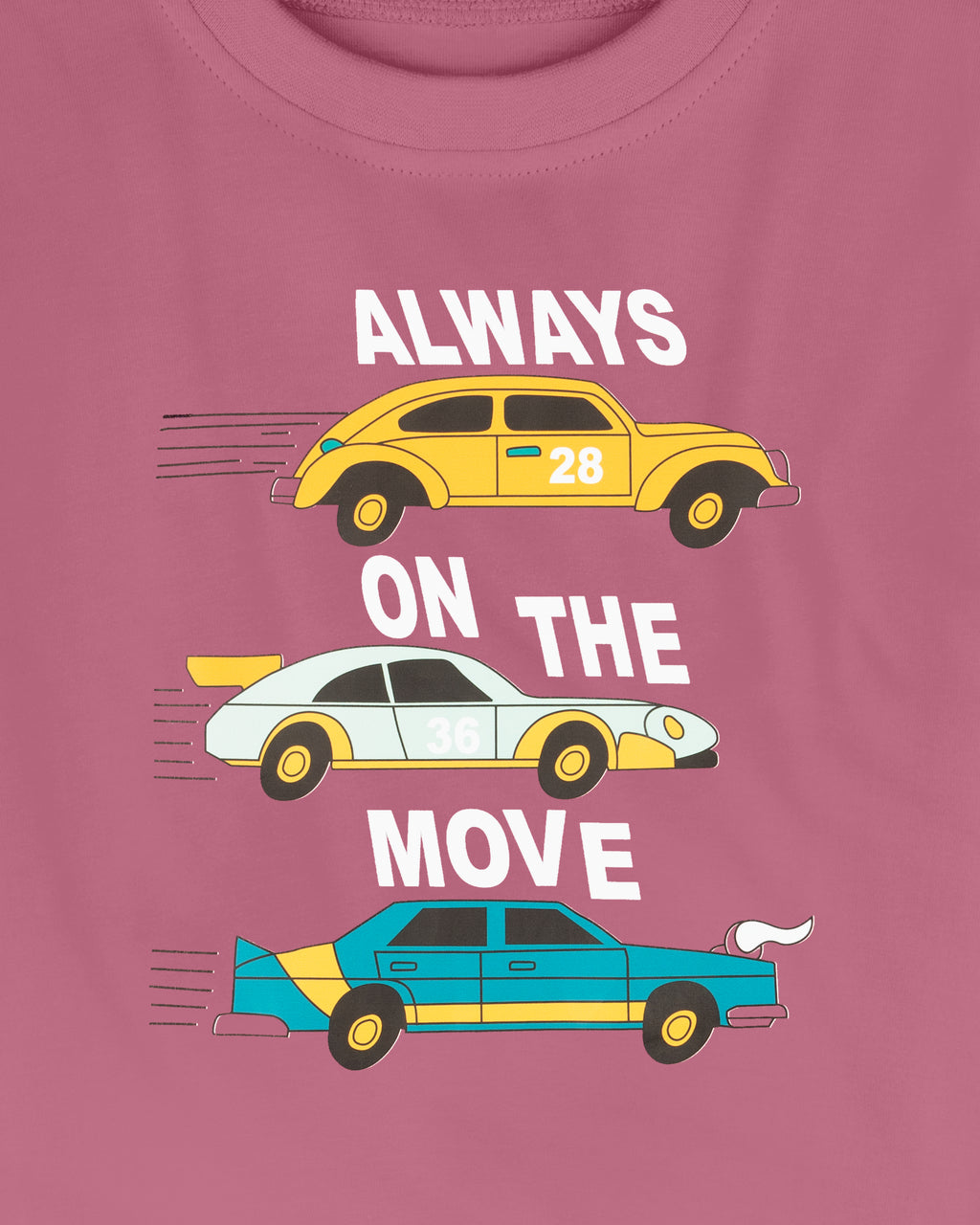 Pink Always On The Move Car Print Half Sleeve T-Shirt – ZipZapZoop